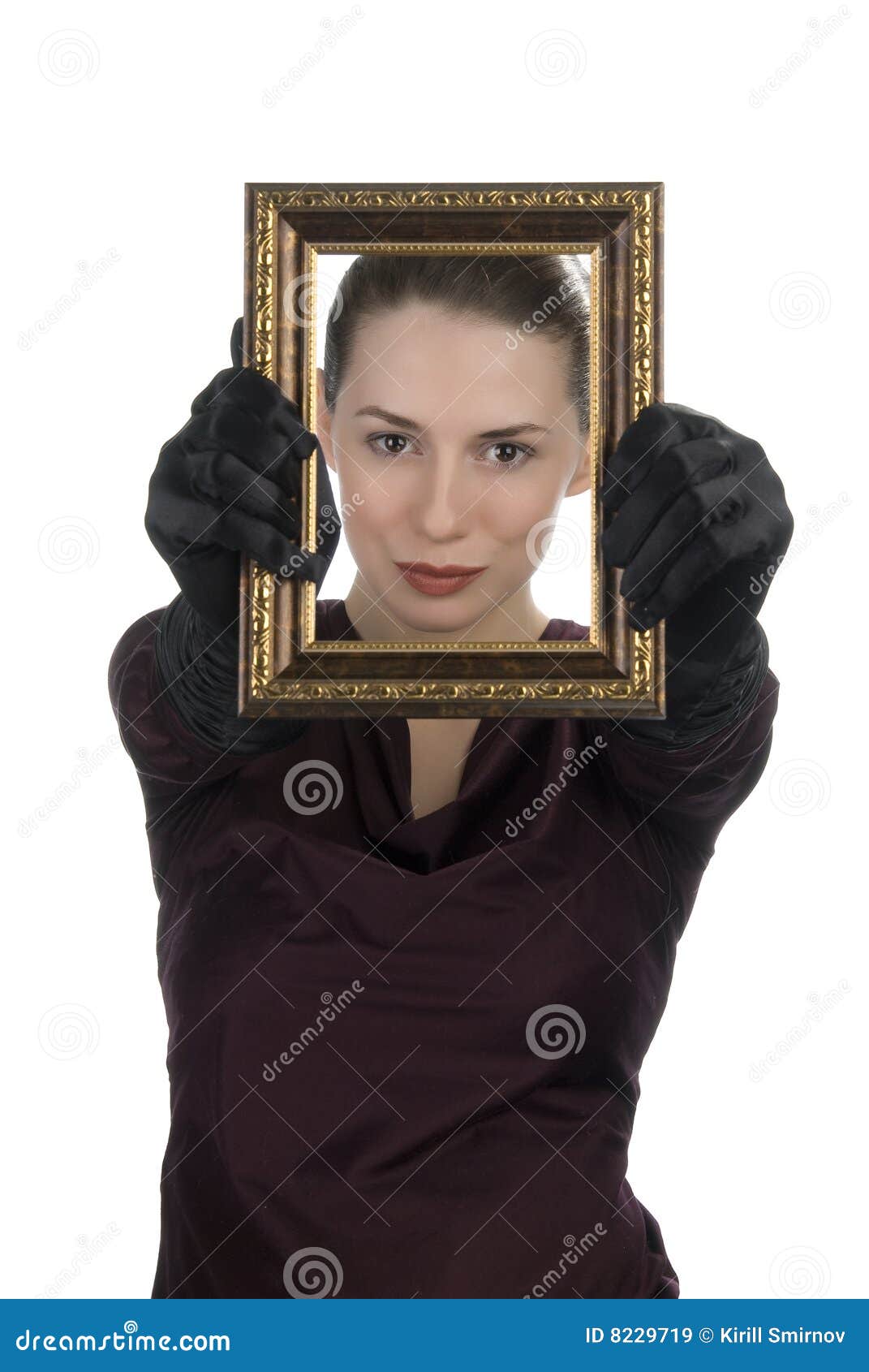 Woman Looking through Picture Frame Stock Image - Image of black ...