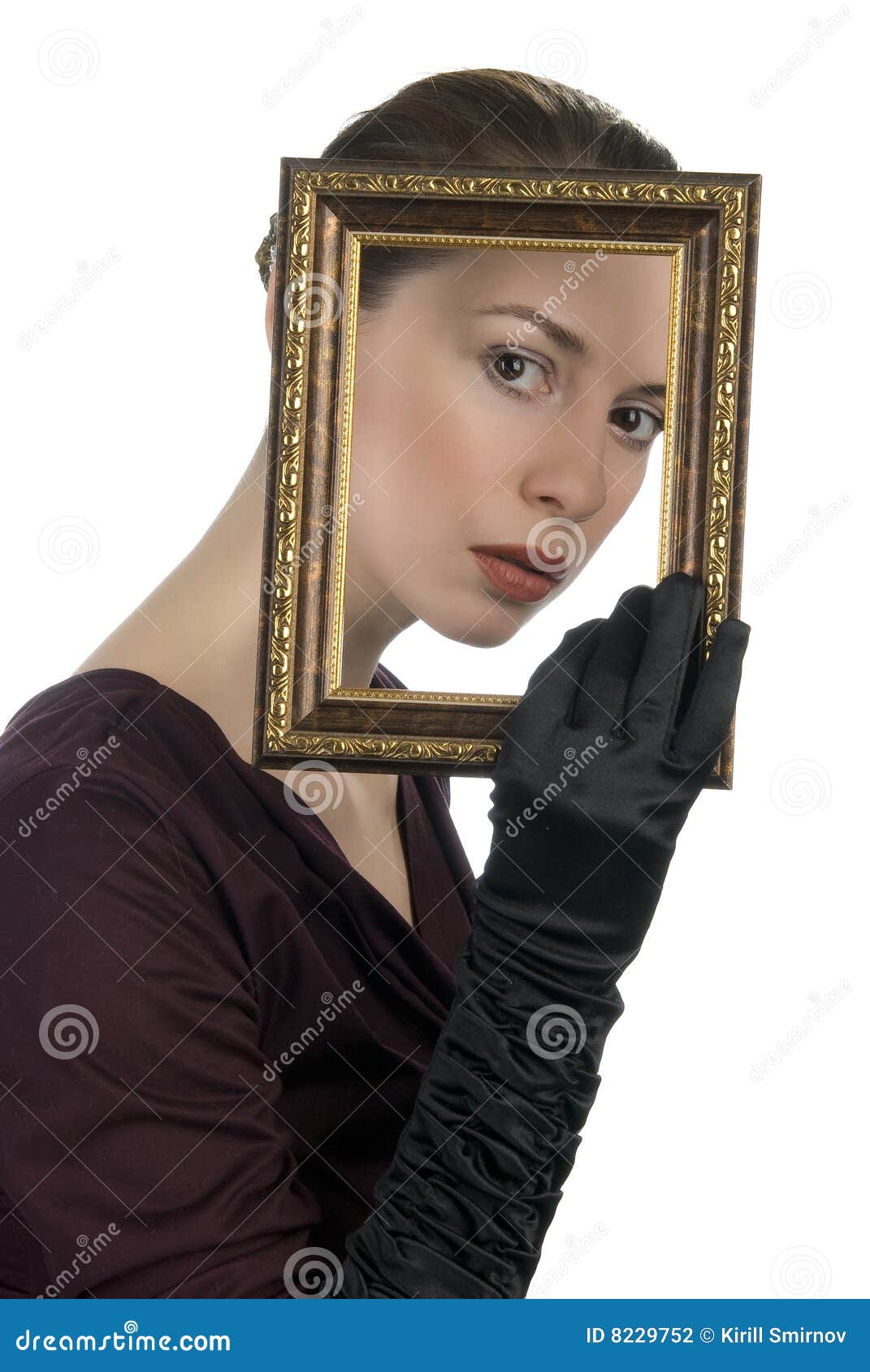 Woman Looking through Picture Frame Stock Photo - Image of look, female ...
