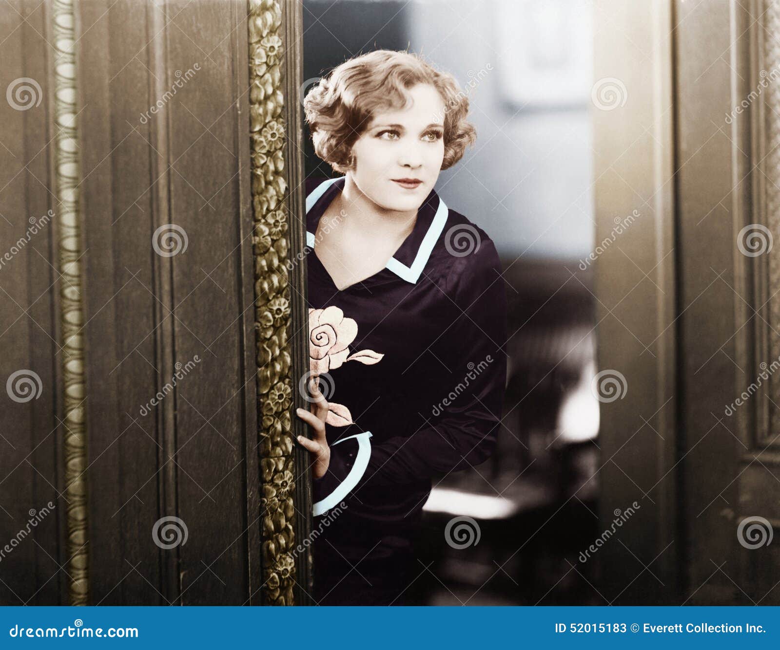 Woman looking into a room stock image. Image of dresses - 52015183