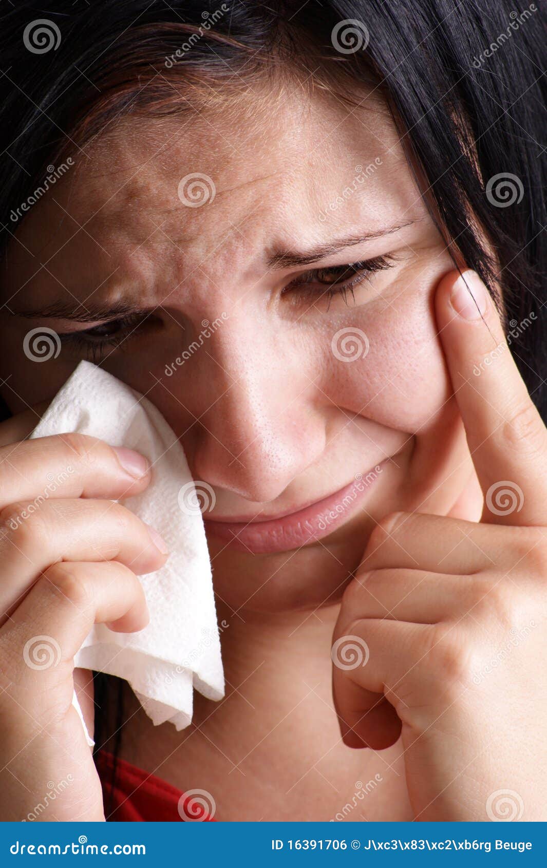 Woman Looking Sadly at the Floor Stock Photo - Image of female, finger ...