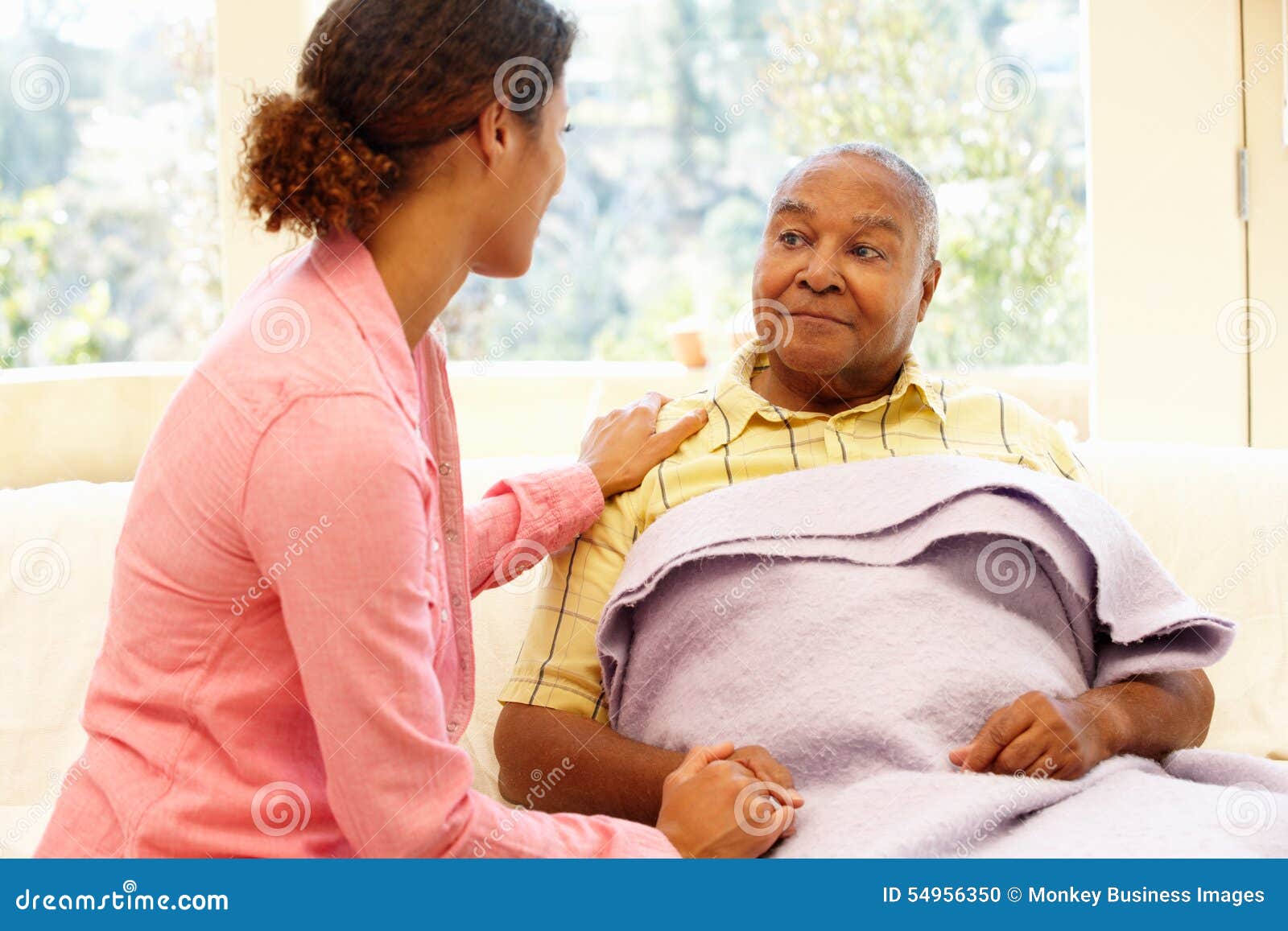 Woman Looking after Sick Father Stock Photo - Image of daughter, father ...