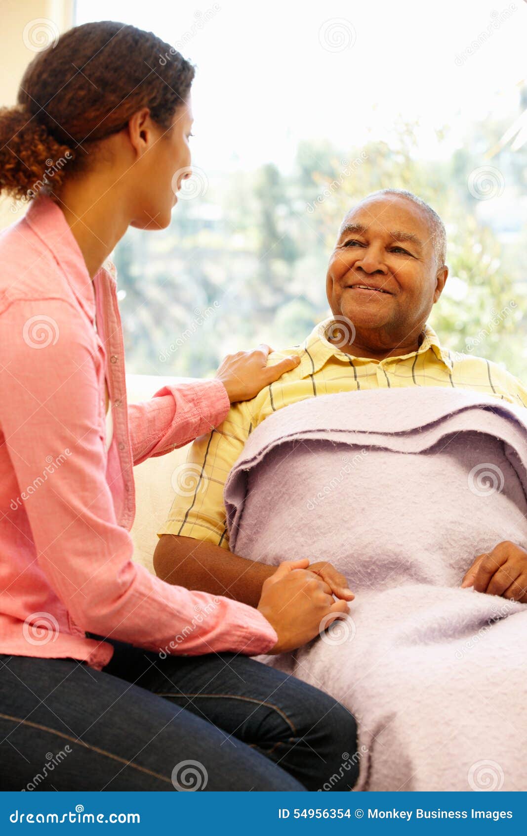 Woman Looking after Sick Father Stock Photo - Image of nurse, illness ...