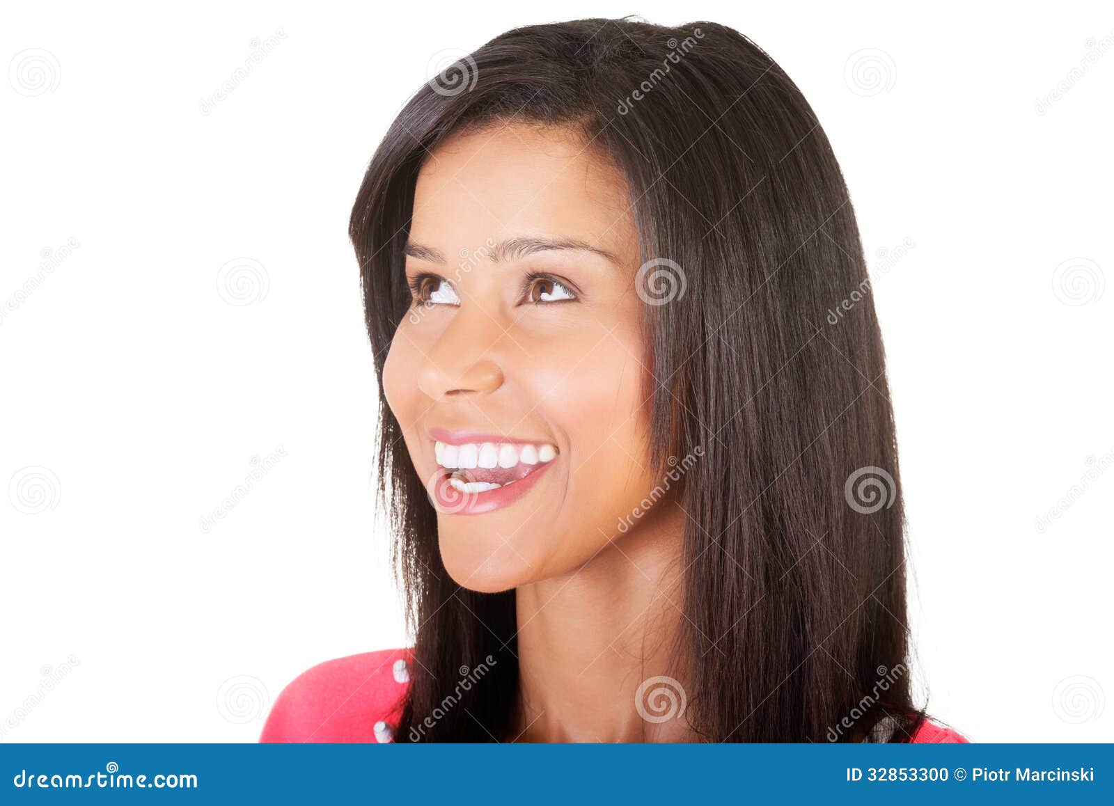 Woman looking on side stock photo. Image of casual, copy - 32853300