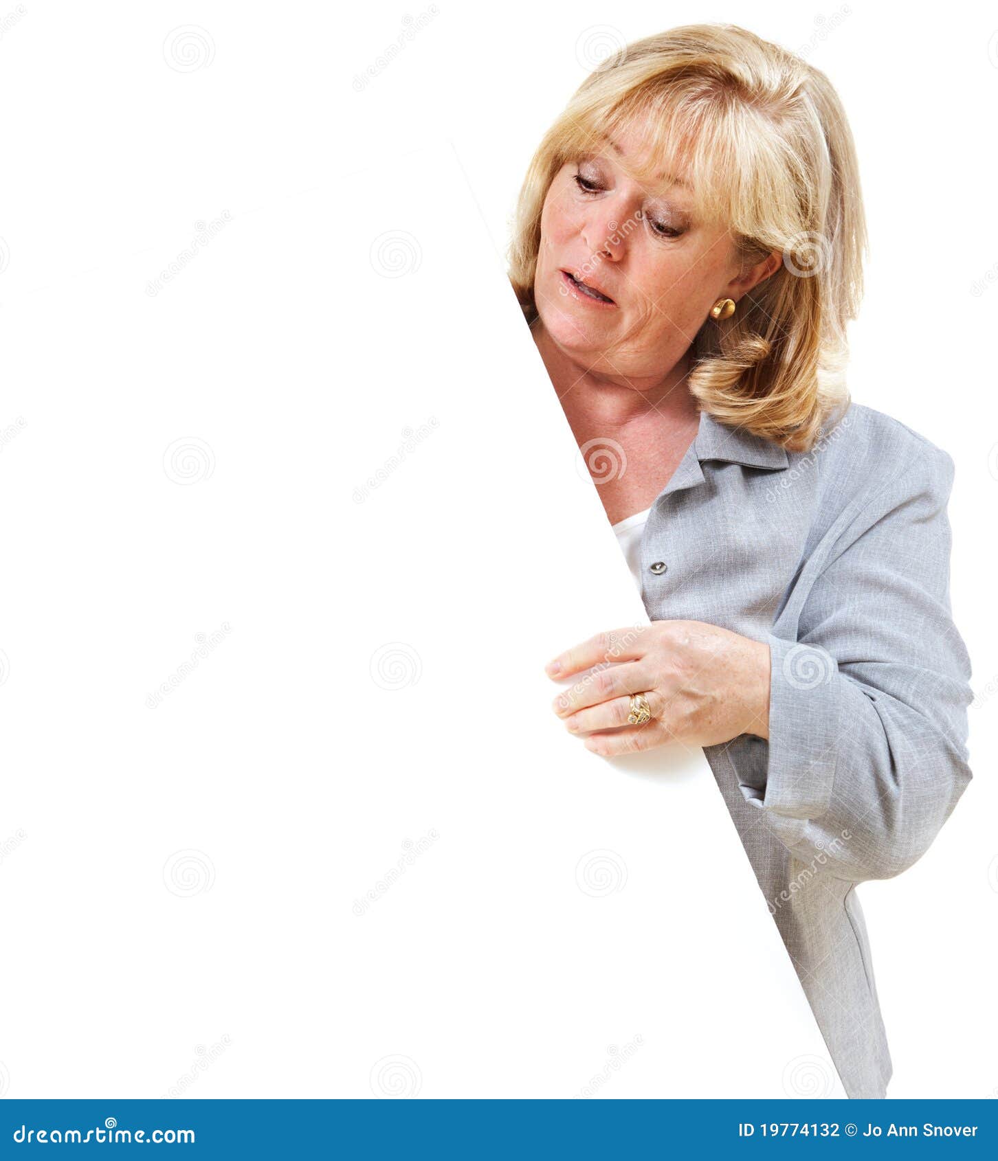 Woman looking at sign stock photo. Image of blank, casual - 19774132
