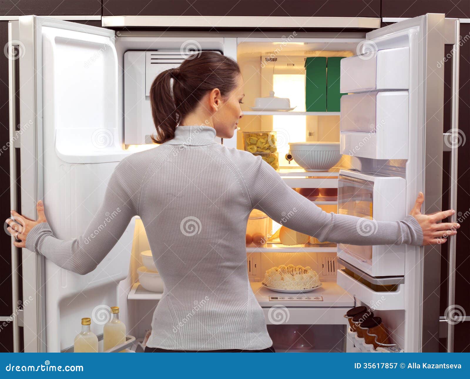 Woman Looking for Something To Eat Stock Image - Image of beautiful ...