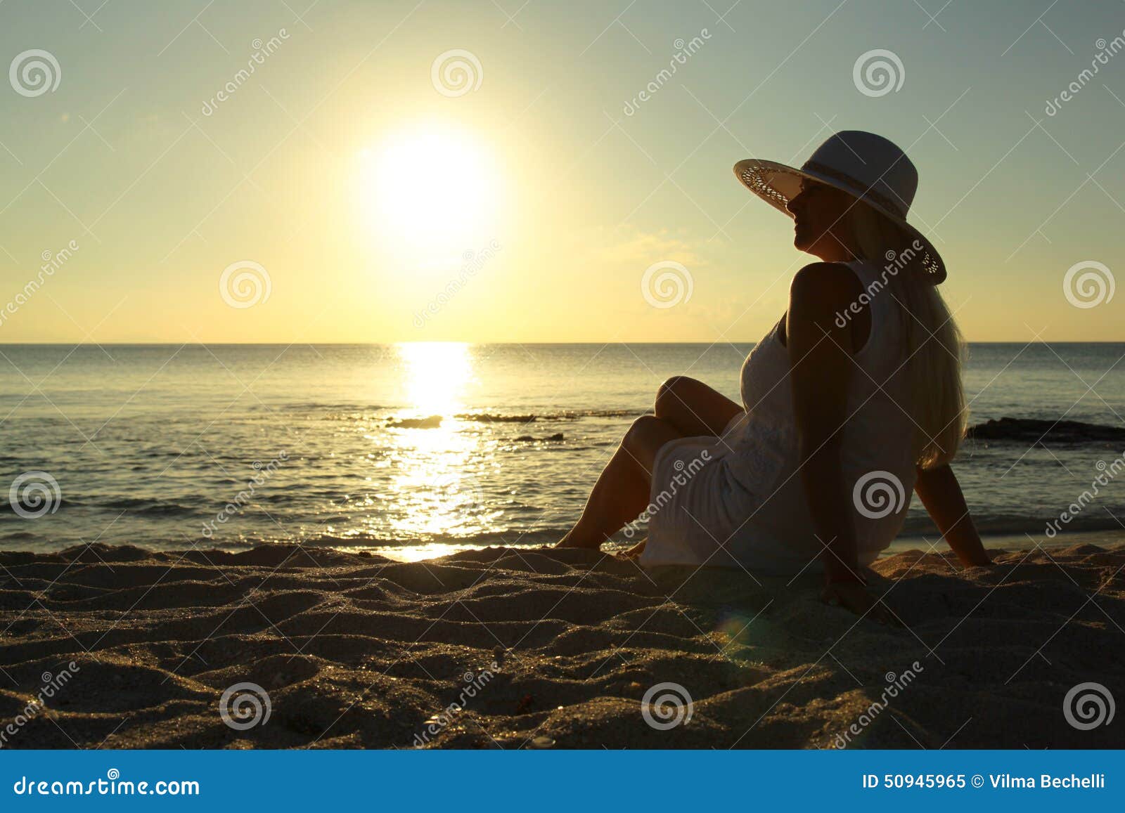 Woman Looking into the Sunset Stock Image - Image of happiness, leisure ...