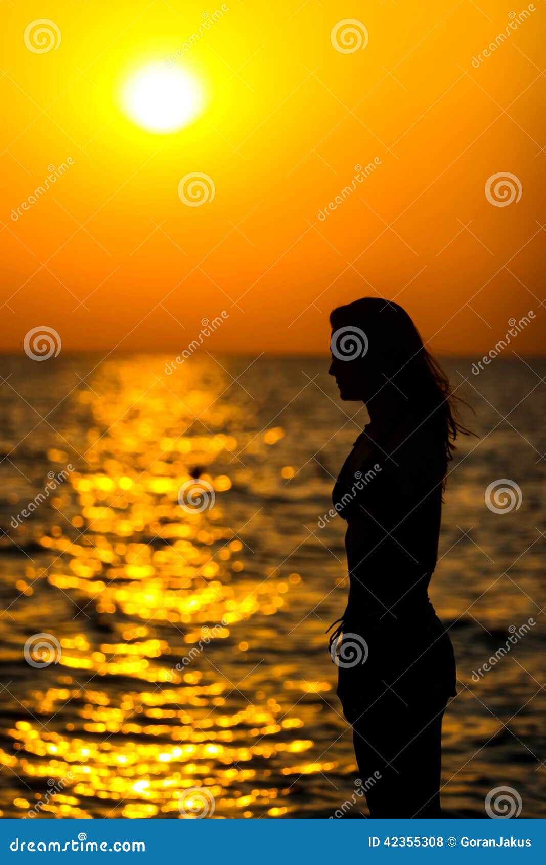 Woman looking at sunset stock photo. Image of relaxation - 42355308