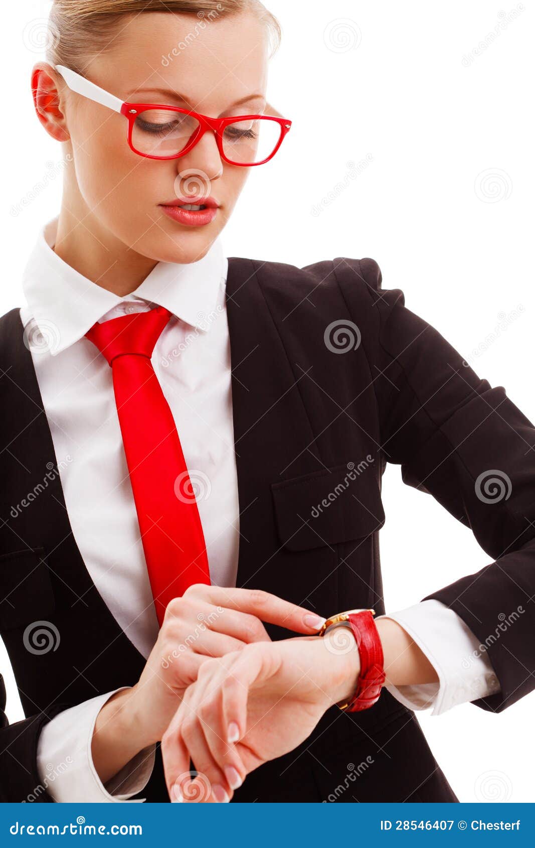Woman Looking To Watch on Her Hand Stock Image - Image of friendly ...