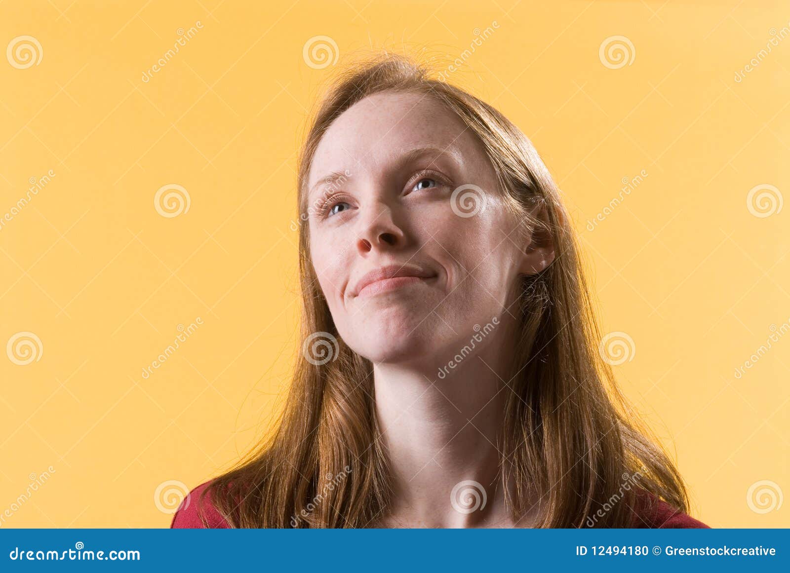 Woman looking up stock photo. Image of smile, smiling - 12494180