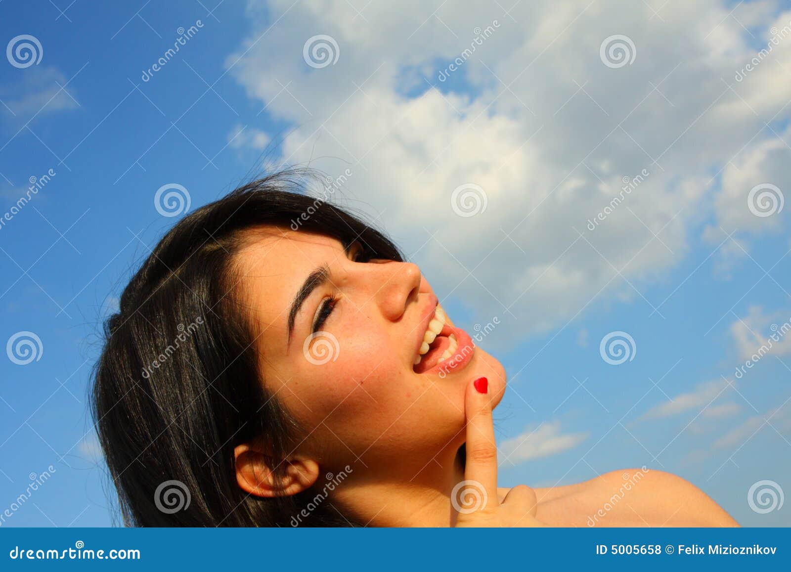 Woman looking up stock photo. Image of human, pretty, girl - 5005658