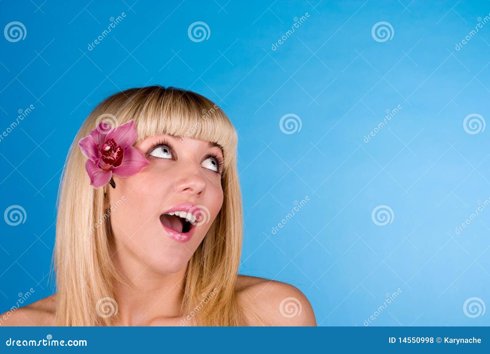 Woman looking up, close-up stock photo. Image of female - 14550998