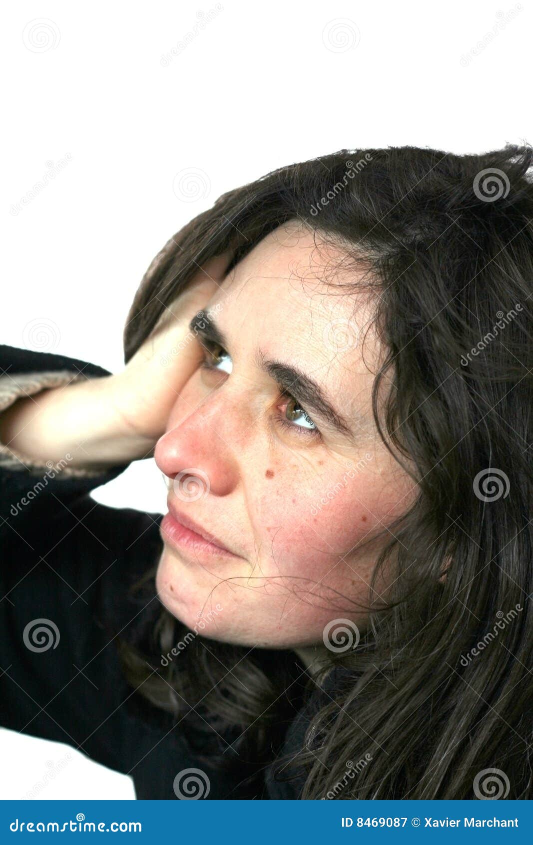 Woman looking up left stock image. Image of hand, smile - 8469087