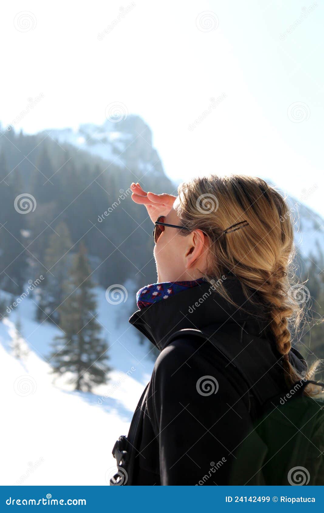 Woman Looking Up on a Mountain Stock Image - Image of hiking, cliff ...