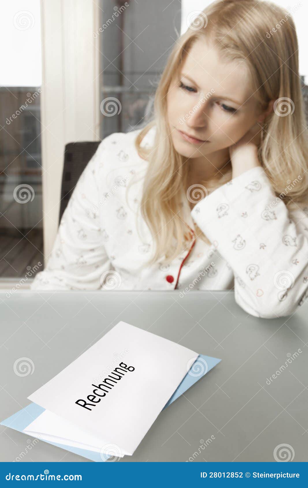 Woman Looks Dejected on Invoice Stock Photo - Image of female ...