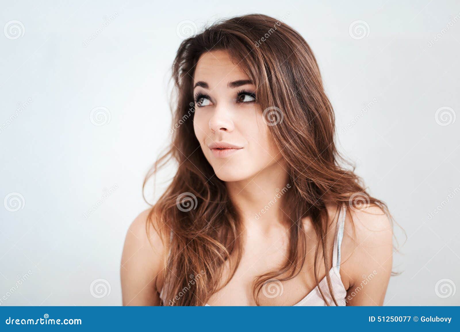 The Woman Looks with Mistrust To the Left Stock Image - Image of copy ...