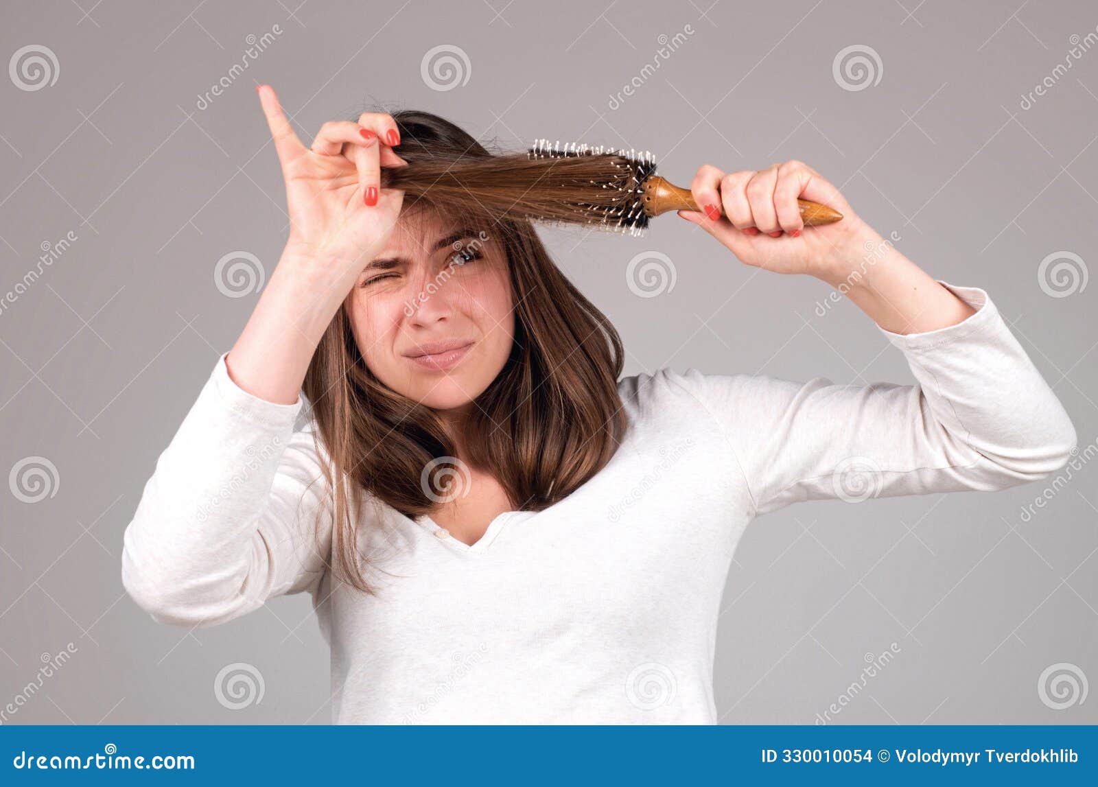 Woman Loosing Hair. Hair Loss Problem, Baldness. Stock Photo - Image of ...