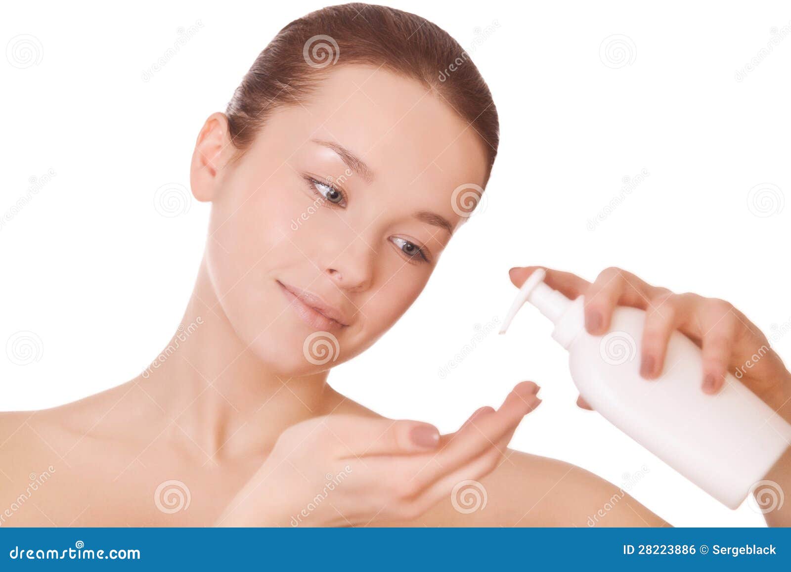 Woman with lotion stock photo. Image of beauty, cosmetics - 28223886