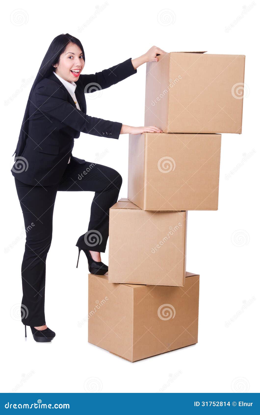Woman with lots of boxes stock photo. Image of package - 31752814