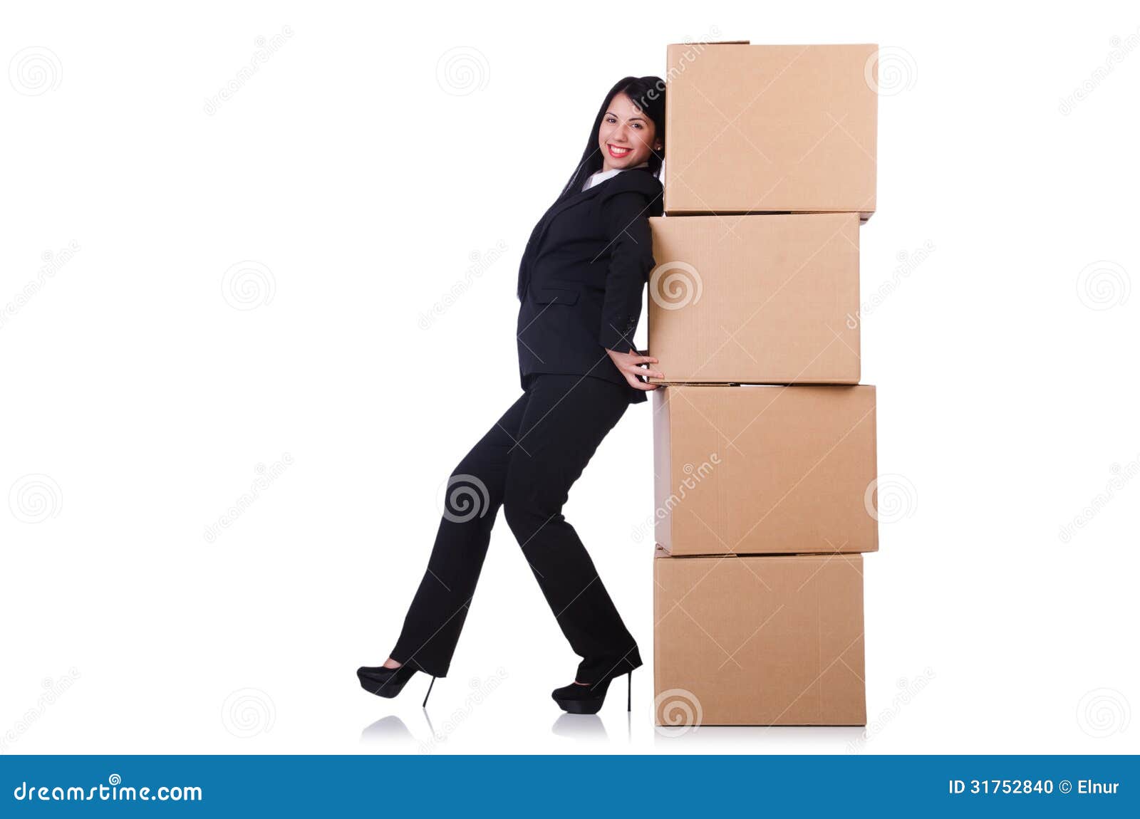 Woman with lots of boxes stock photo. Image of carton - 31752840