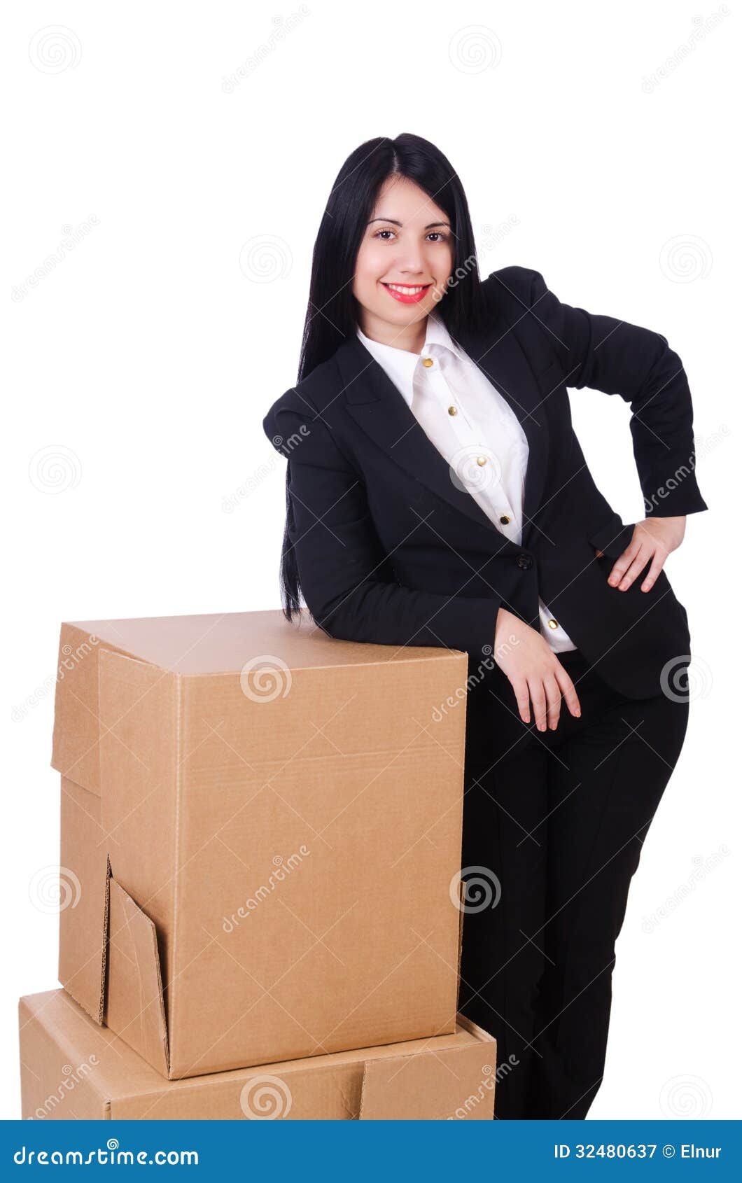 Woman with lots of boxes stock image. Image of industry - 32480637