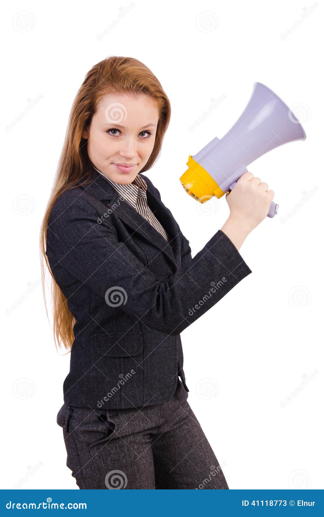 Woman with Loudspeaker Isolated Stock Image - Image of lady, loud: 41118773