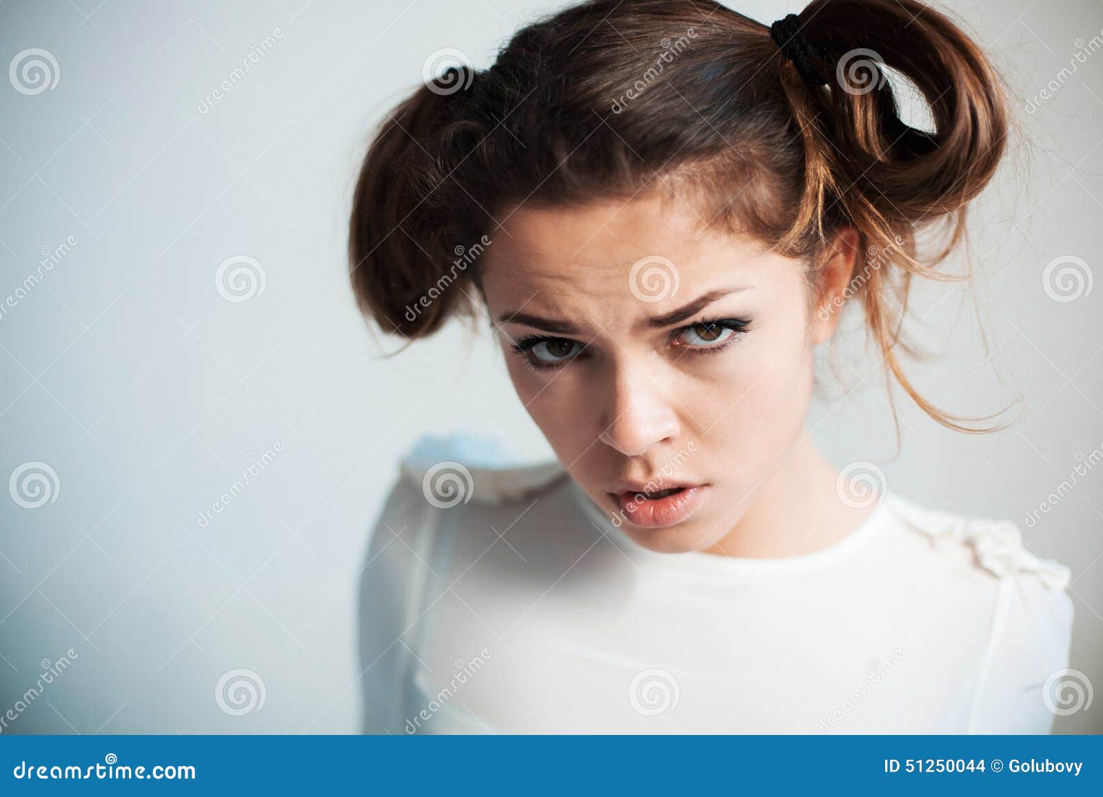 The Woman Lours with Mistrust Stock Photo - Image of person, color ...
