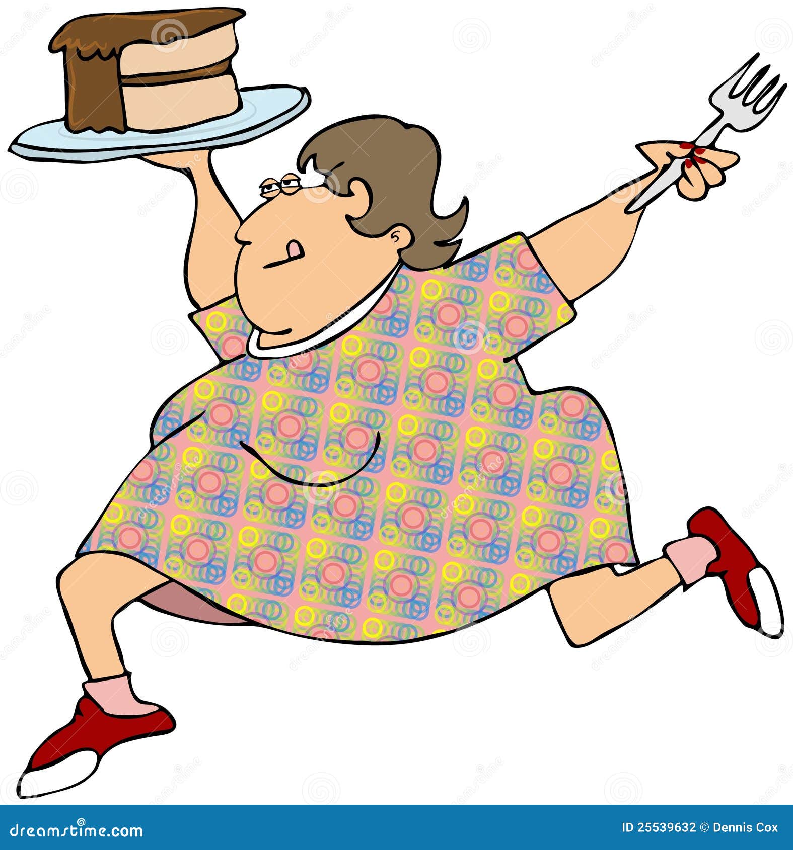 Fat Person Eating Cake Cartoon