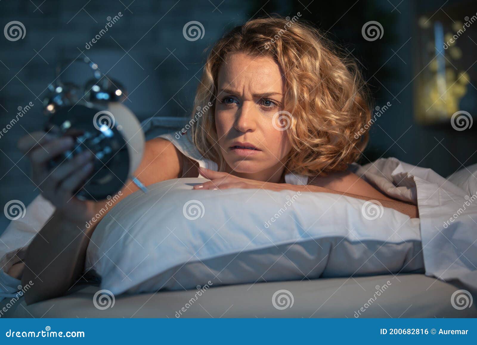 Woman Lying in Bed Suffering from Insomnia Stock Photo - Image of ...