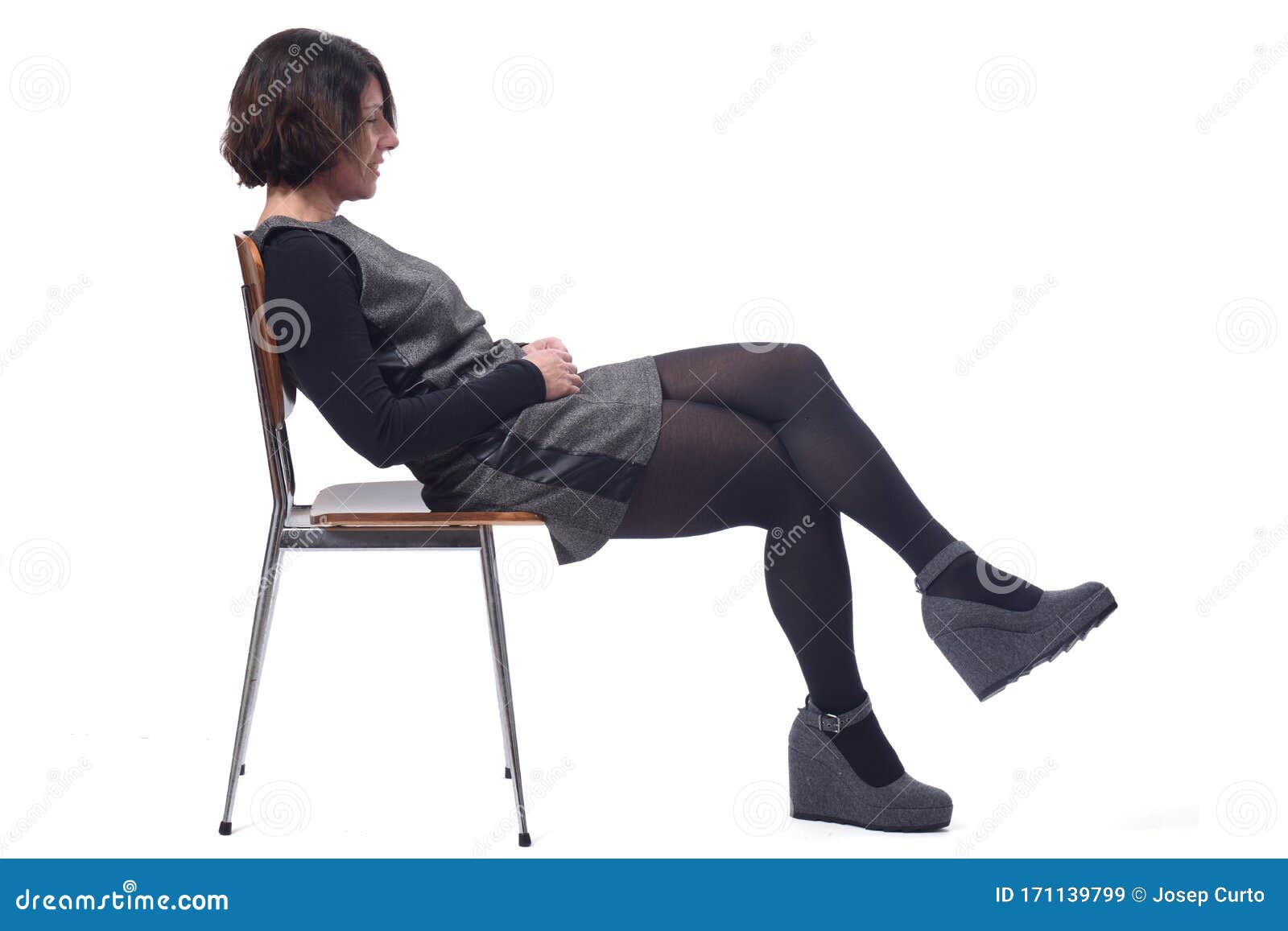 Woman Lying on a Chair with White Background Stock Image - Image of ...