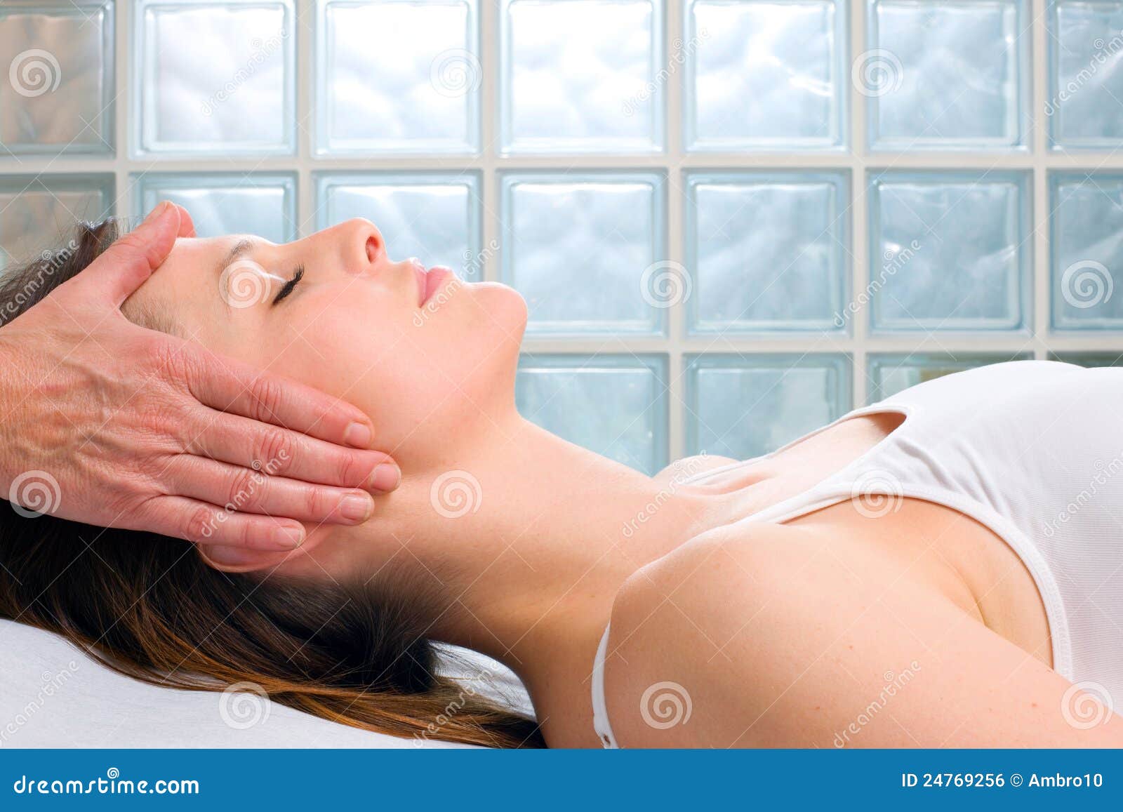 Woman Lying Down Receiving Head Massage Stock Photo - Image of health ...