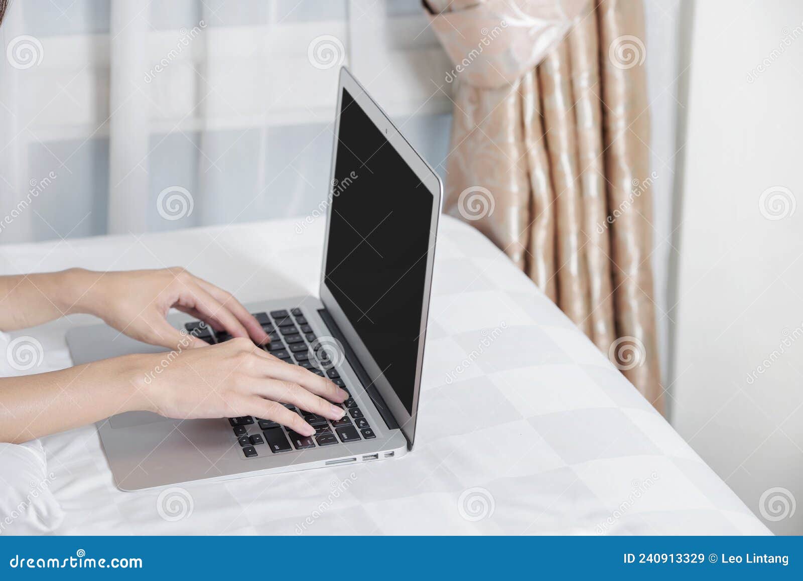 Woman Lying Down while Using Laptop Stock Image - Image of bedroom ...
