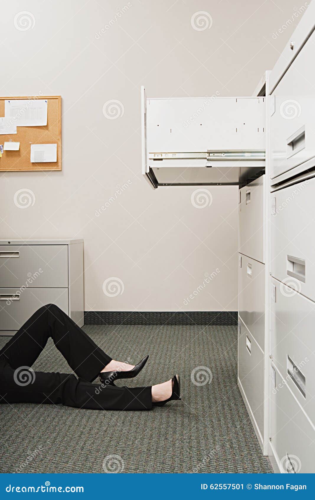 Woman Lying by Filing Cabinet Stock Image - Image of collar, filing ...