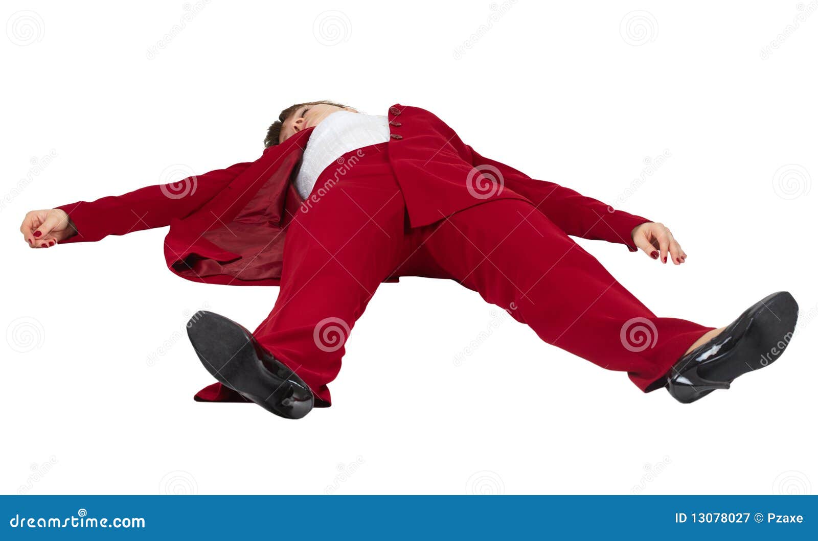 Woman Lying Unconscious on White Background Stock Image - Image of ...