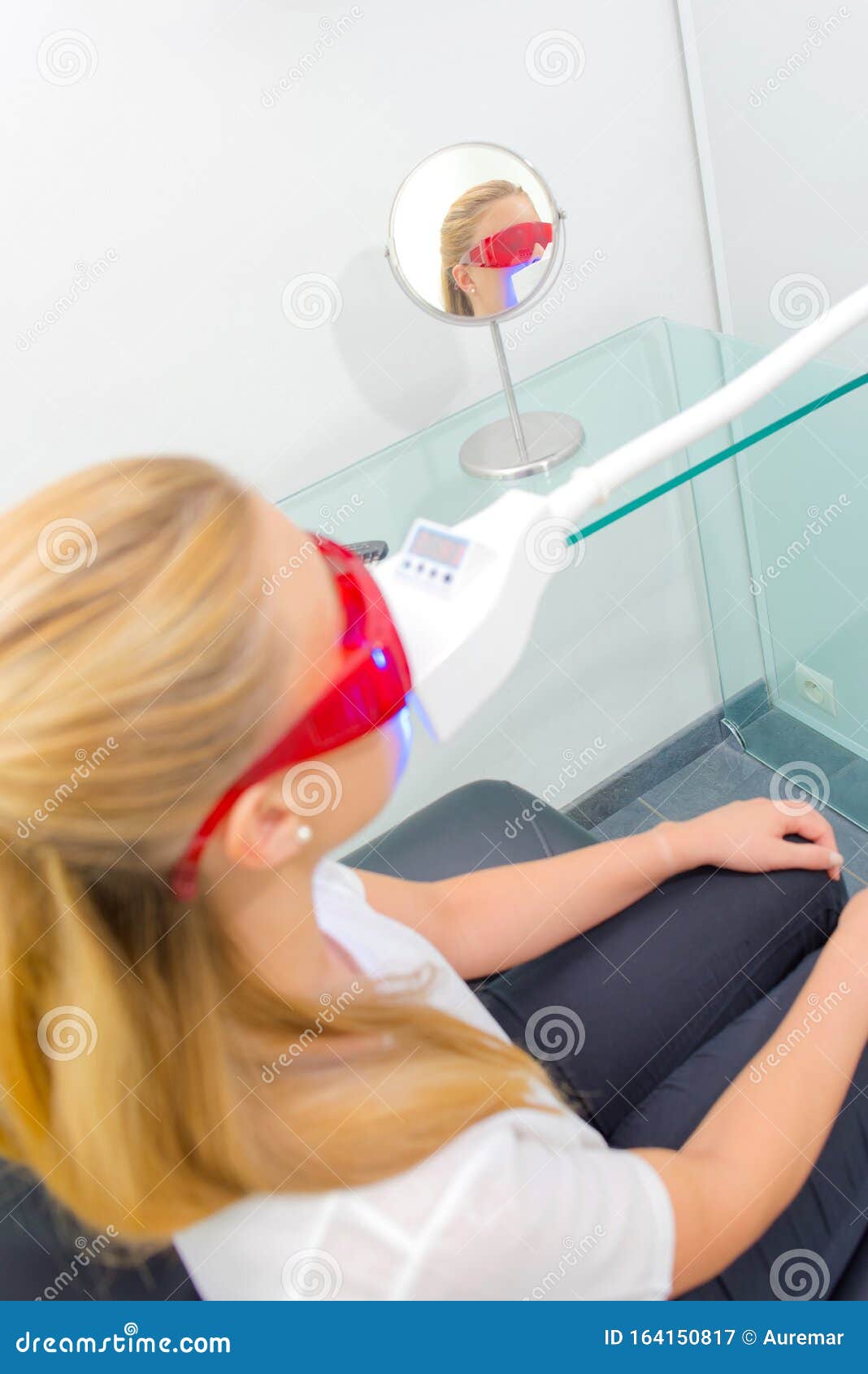 Woman with machine stock image. Image of digital, read - 164150817