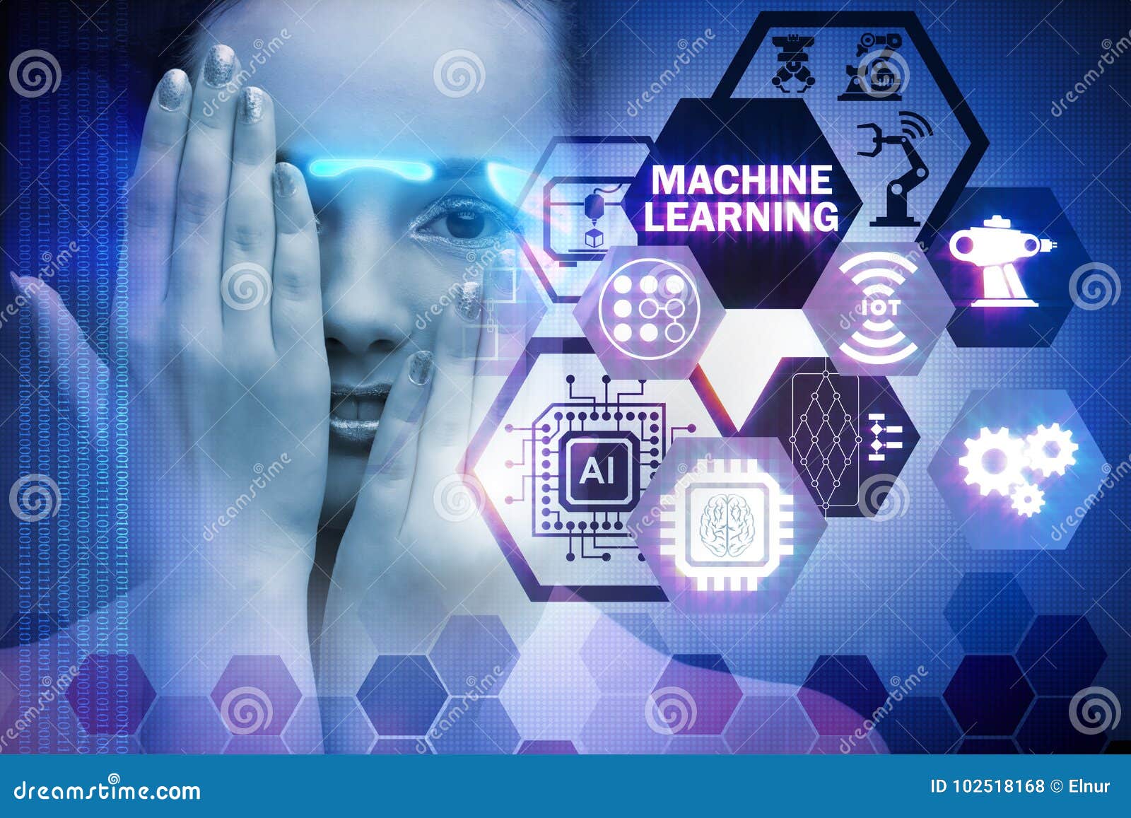 The Woman in Machine Learning Concept Stock Illustration - Illustration ...