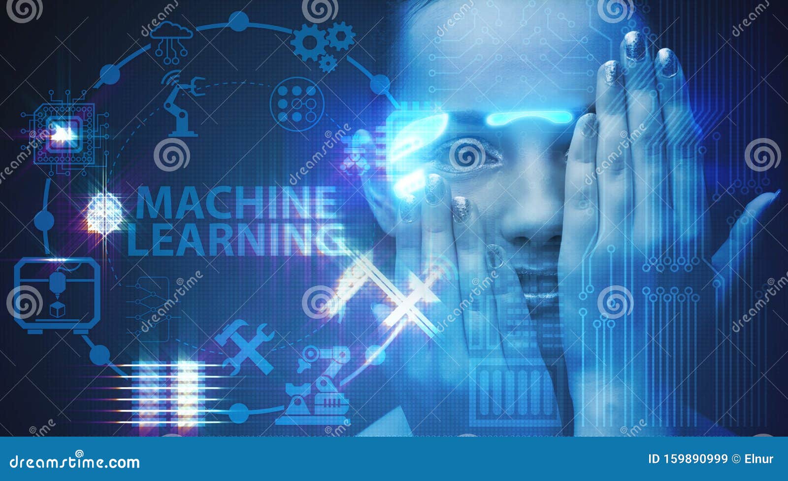 Woman in Machine Learning Concept Stock Image - Image of information ...