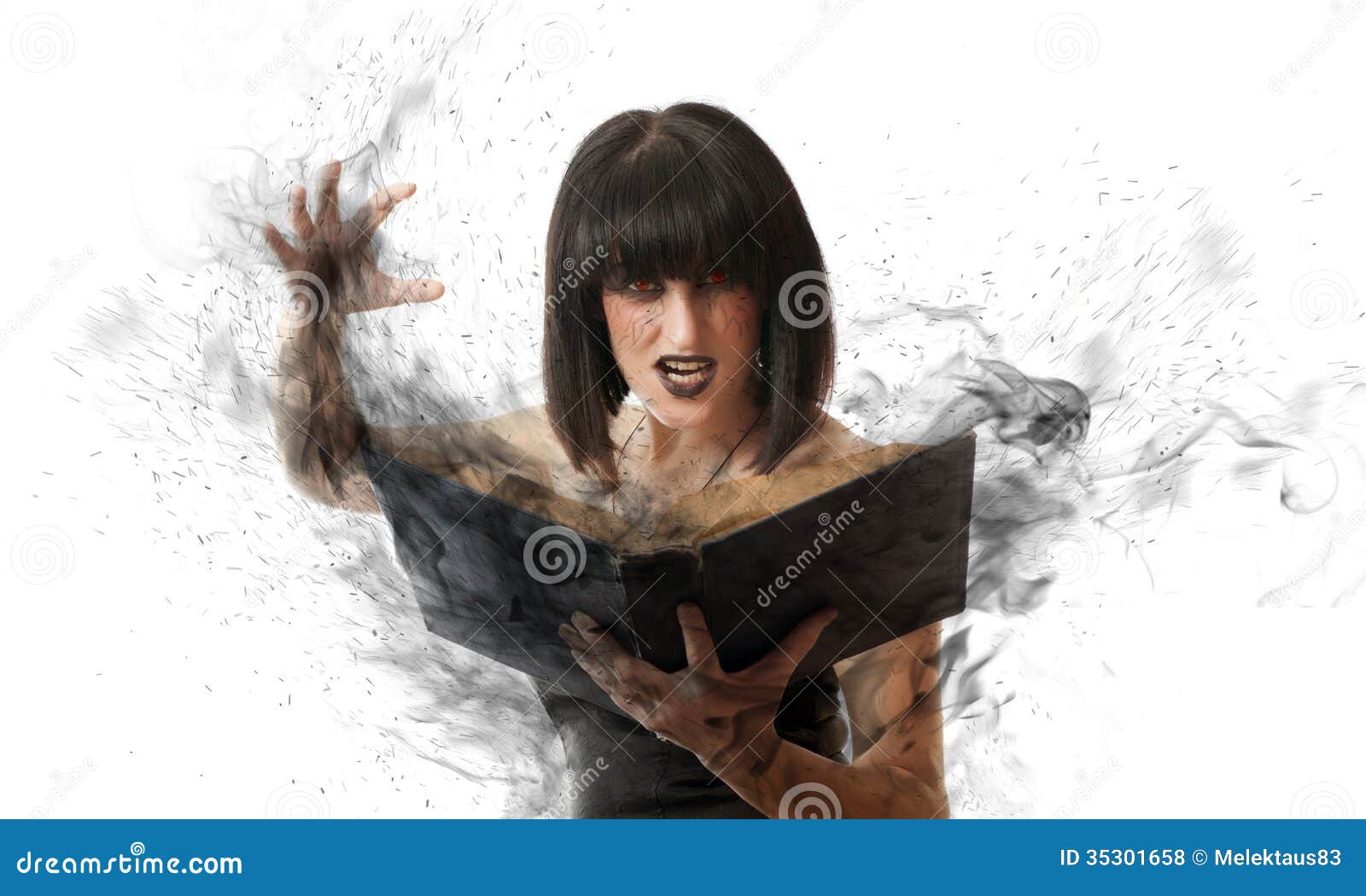 Woman with a magic book stock photo. Image of evil, devil - 35301658