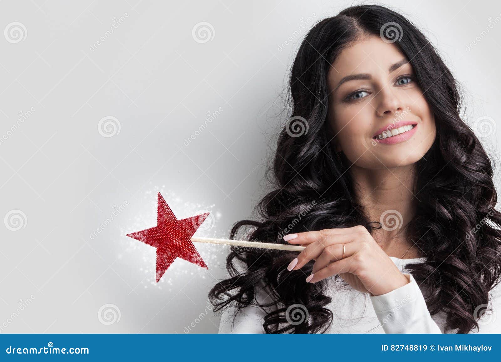 Woman with magic wand stock image. Image of magical, girl - 82748819