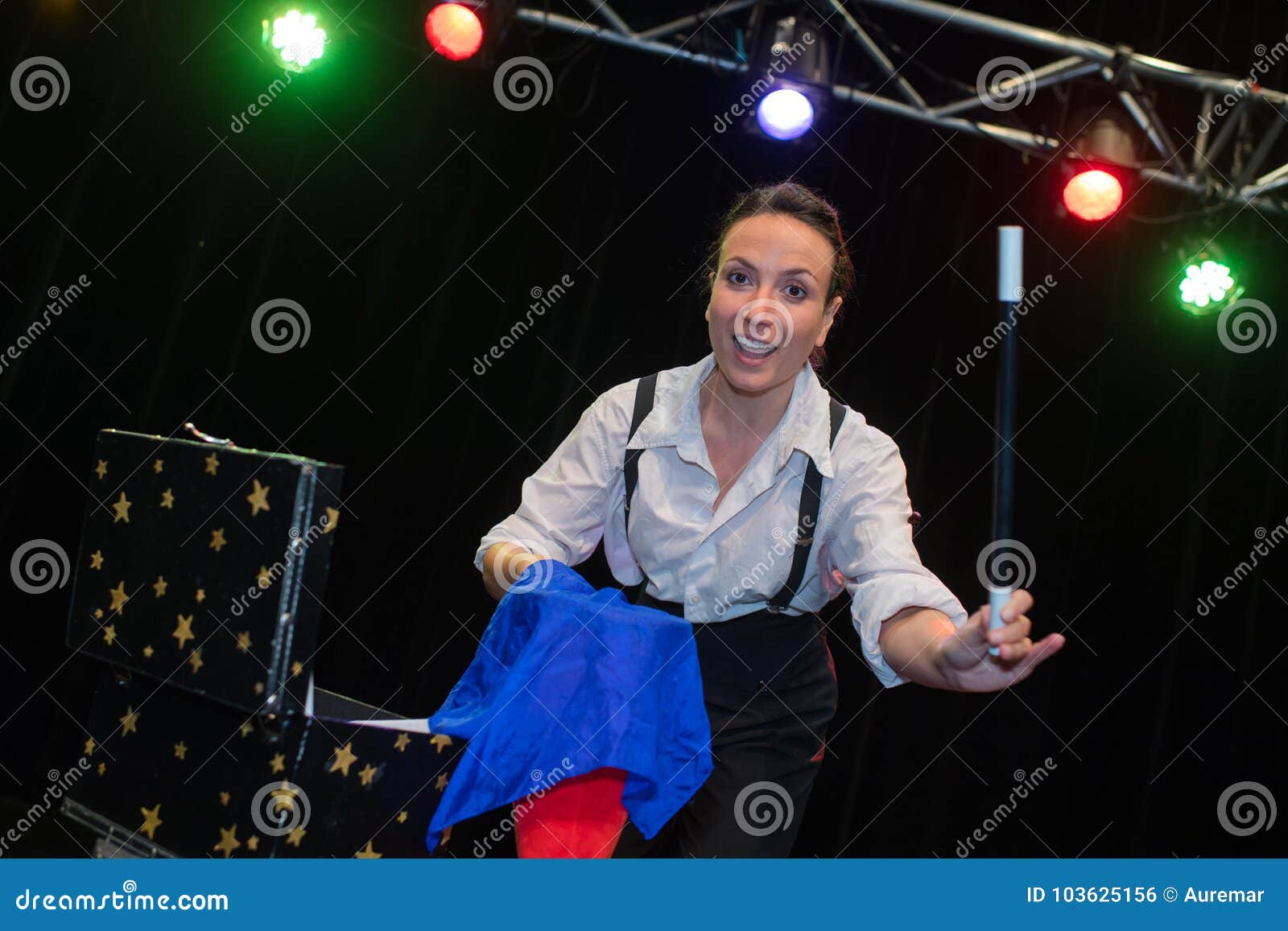 Woman Magician Doing Tricks Stock Photo - Image of stick, scenario ...