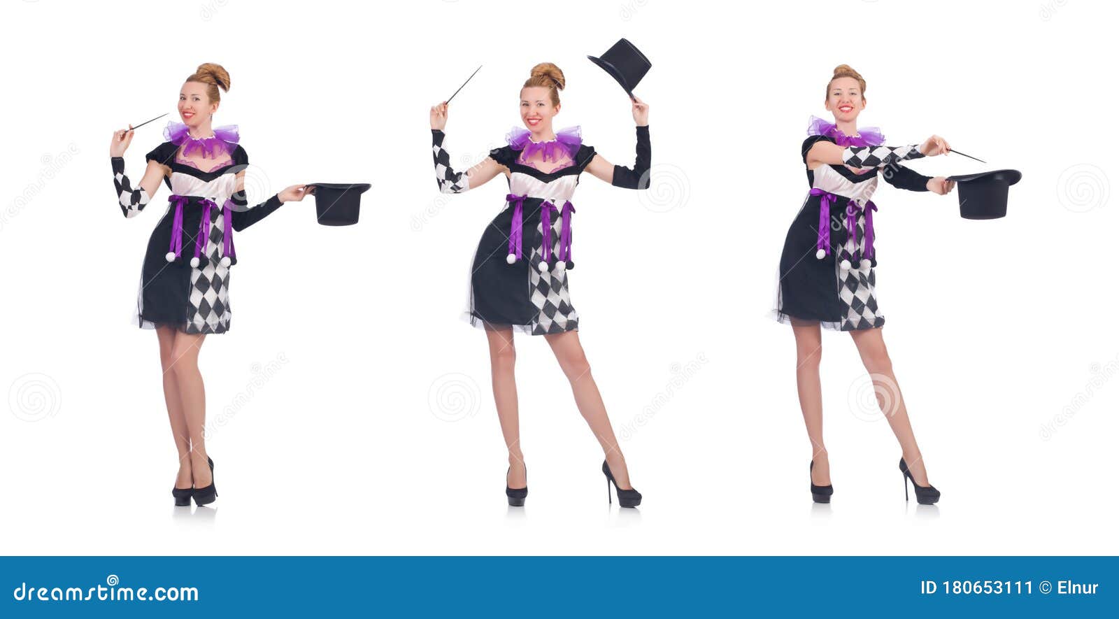 Woman Magician Isolated on the White Stock Image - Image of poses ...