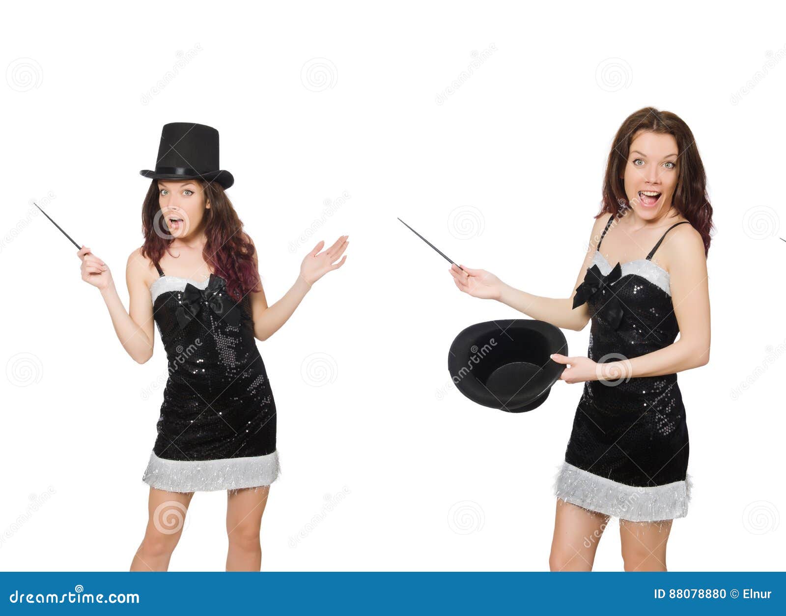 The Woman Magician Isolated on the White Stock Photo - Image of glove ...
