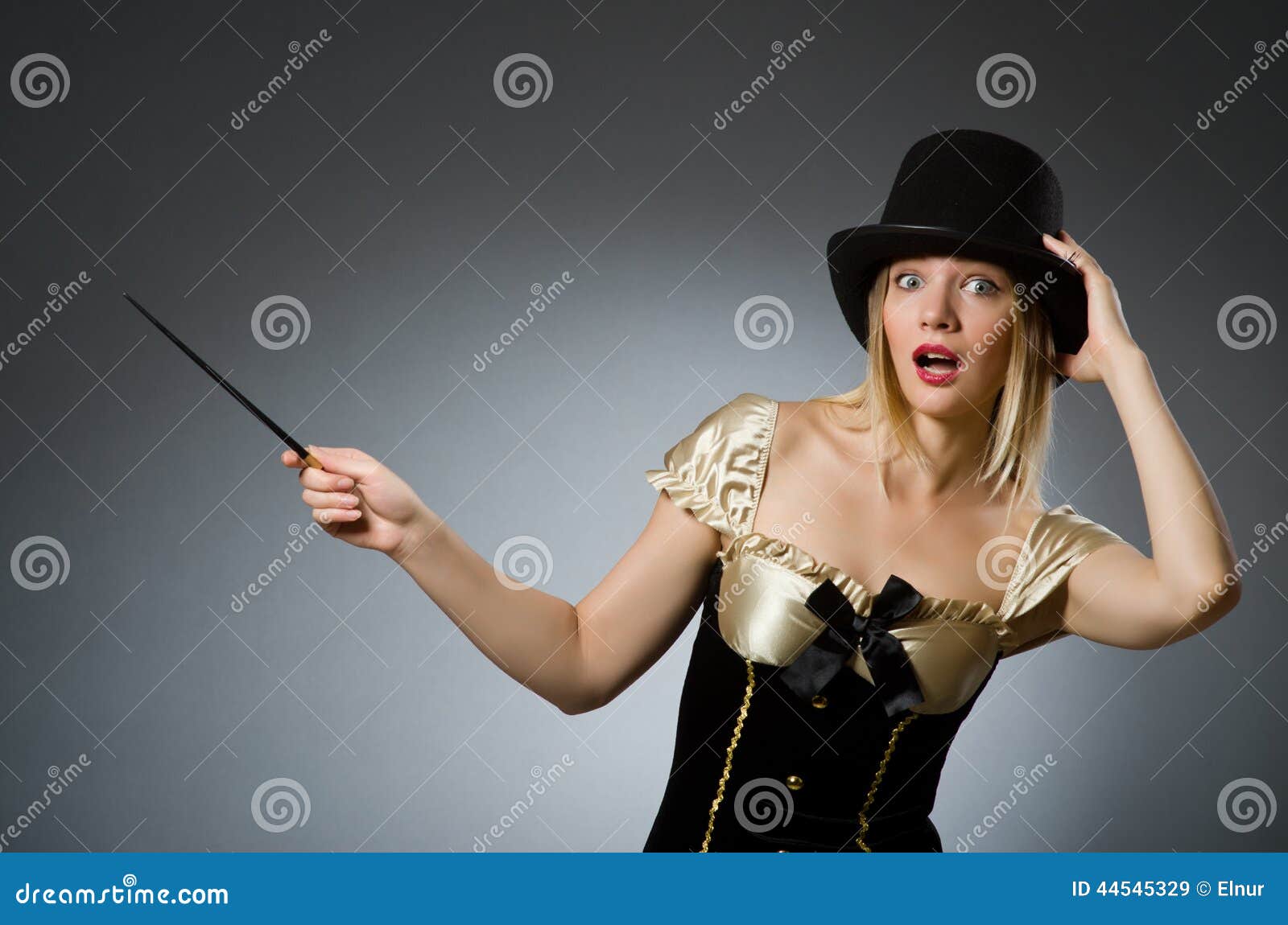 Woman Magician with Magic Wand Stock Image - Image of illusionist, hand ...