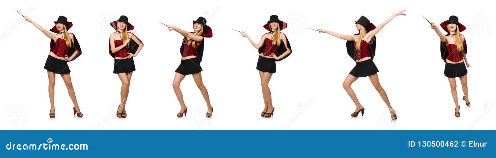 The Woman Magician with Magic Wand on White Stock Photo - Image of ...