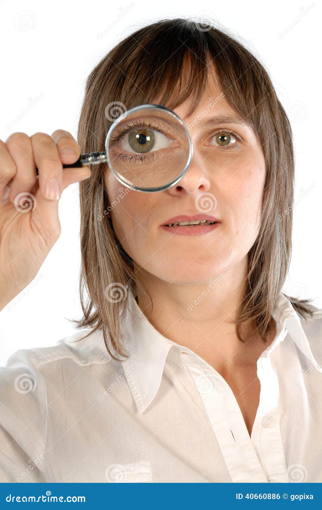 Woman with maginifier stock photo. Image of female, viewed - 40660886