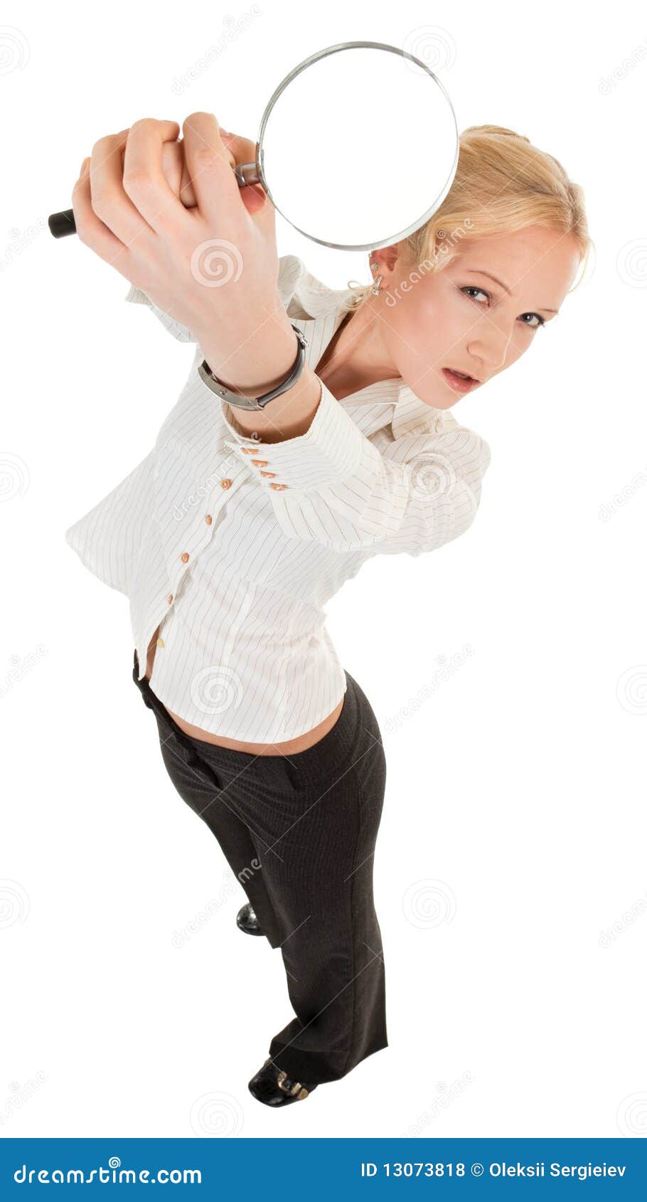 Woman and magnifier stock photo. Image of nice, human - 13073818