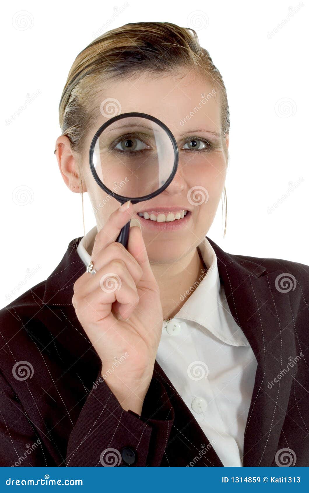 Woman with Magnifying Glass Stock Image - Image of successful, success ...