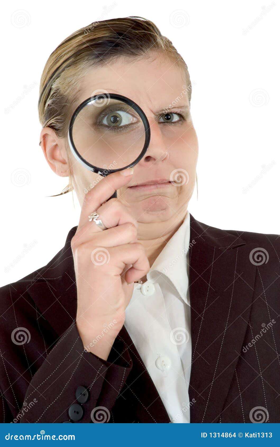 Woman with Magnifying Glass Stock Photo - Image of business, asking ...