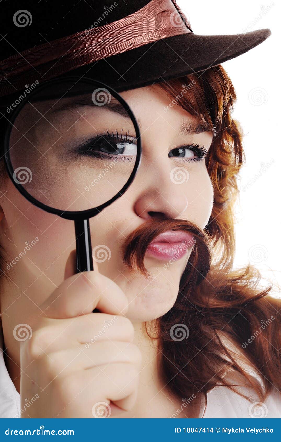 Woman with Magnifying Glass Stock Photo - Image of searching, curiosity ...