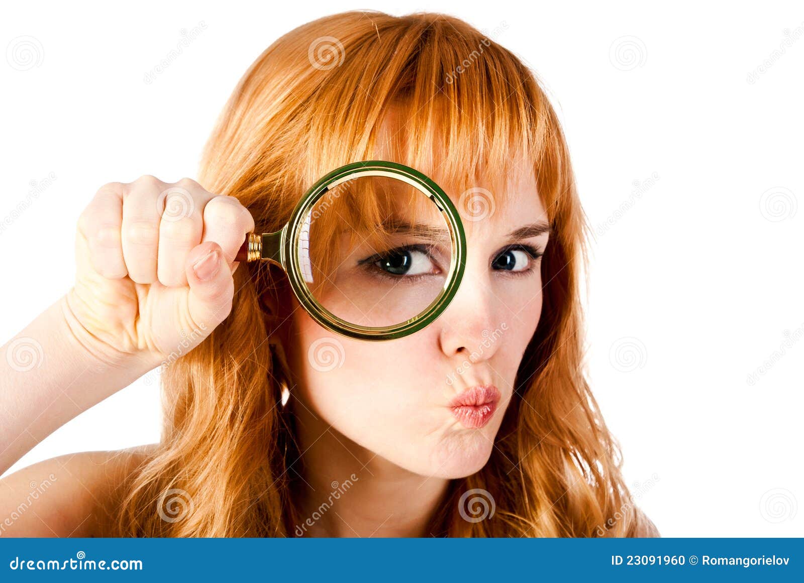 Woman with Magnifying Glass Stock Photo - Image of people, attractive ...