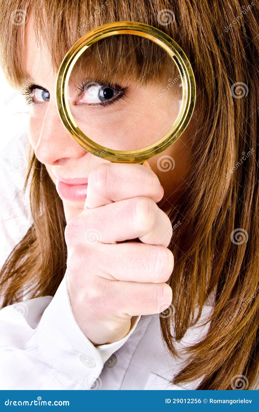 Woman with Magnifying Glass Stock Photo - Image of eyes, person: 29012256